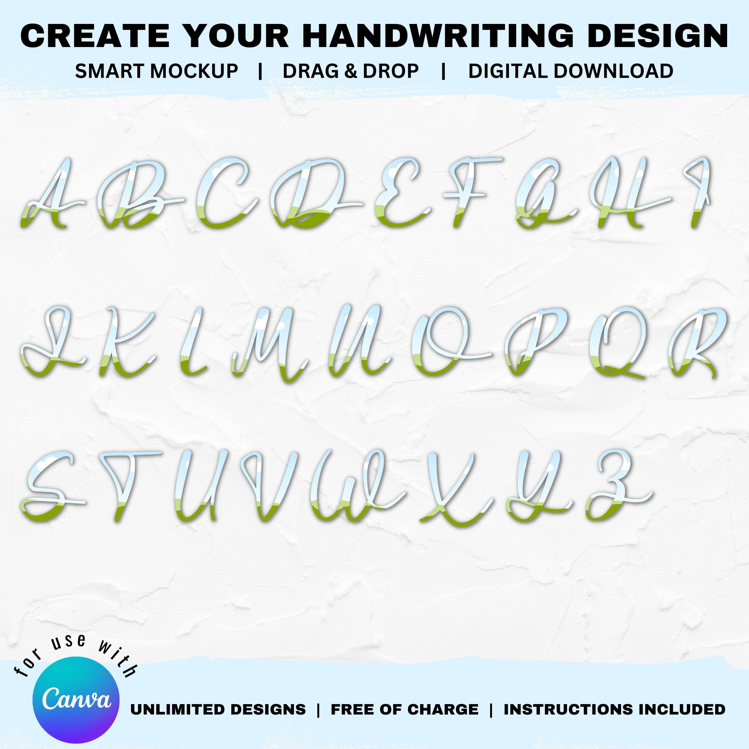 Handwriting Alphabet Canva Mockup: Drag & Drop Design on Letters ...