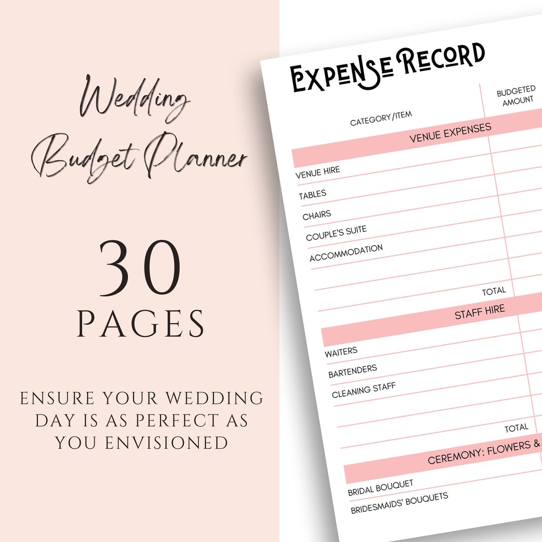 Wedding Budget Planner and Tracker, Wedding Planning Printable PDF ...