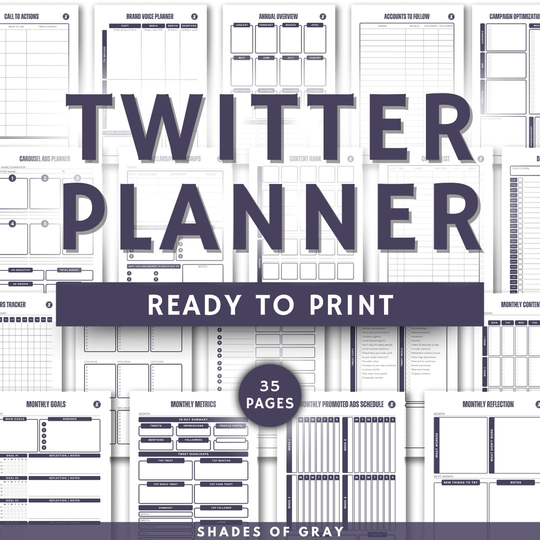 Twitter X Content Planner Printable: Social Media Template (PDF) - Etsy