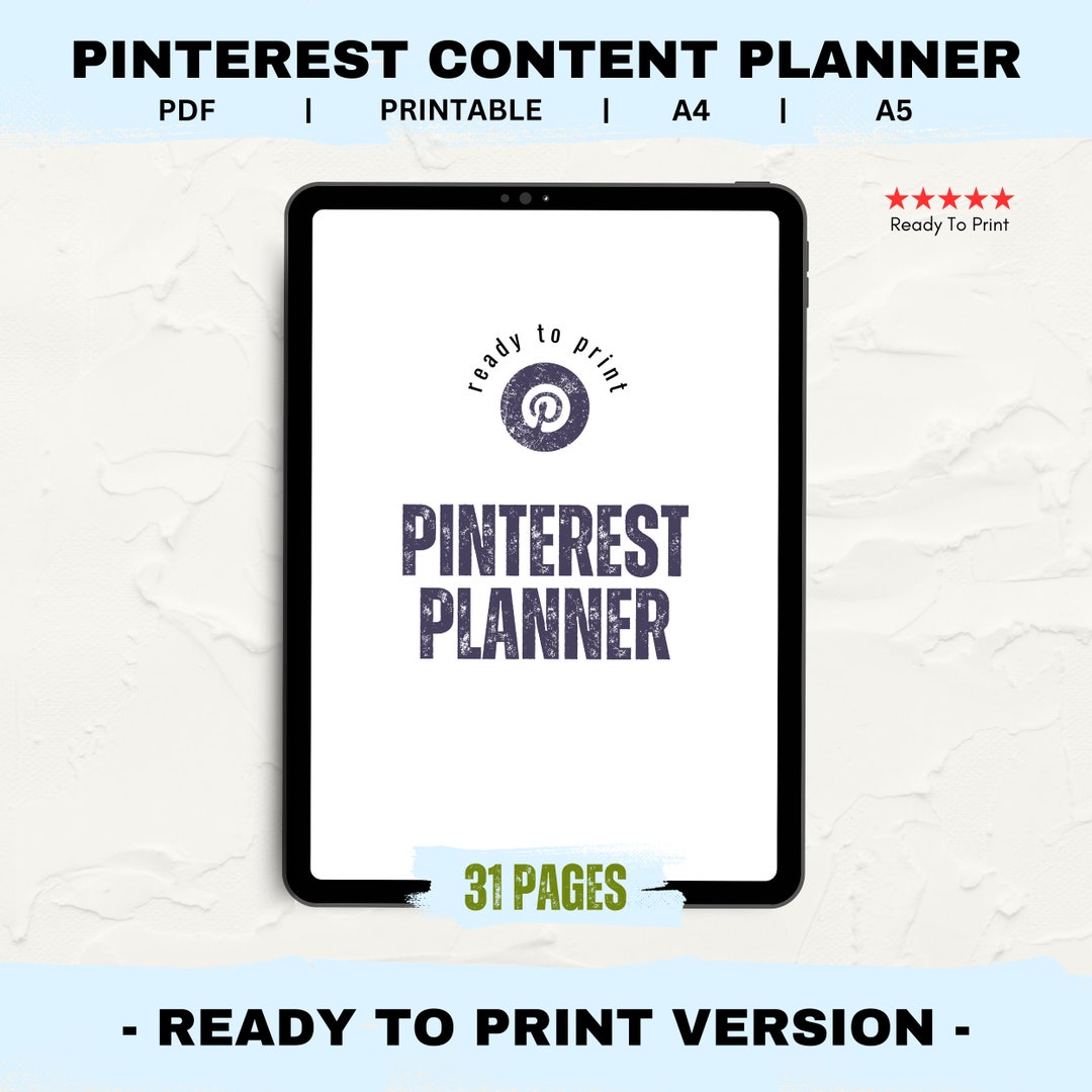 Pinterest Planner, Pinterest Content Planner Printable PDF, Social ...