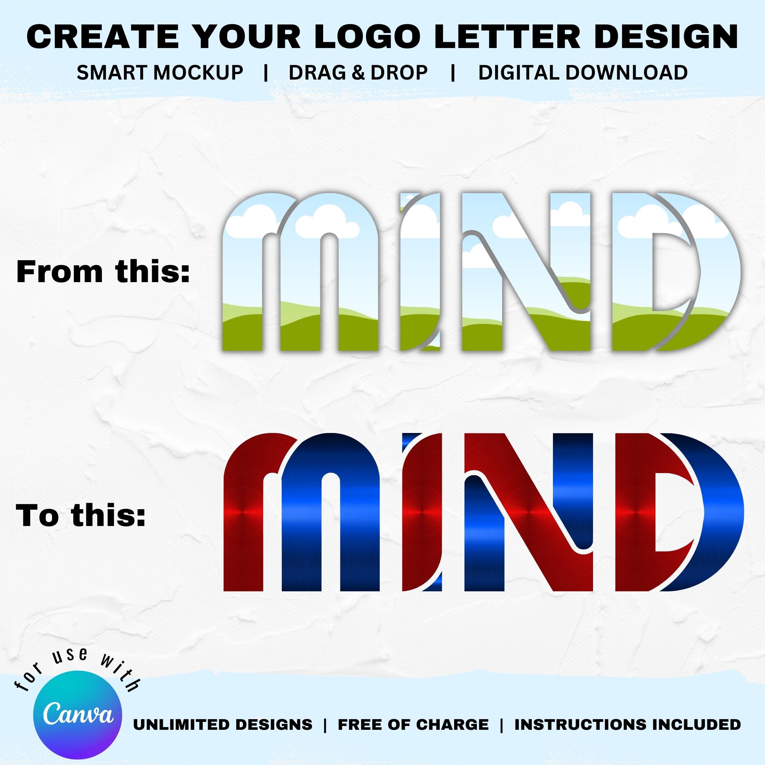 LOGO LETTERS ALPHABET Smart Mockup to Fill With Photo/design/video on ...