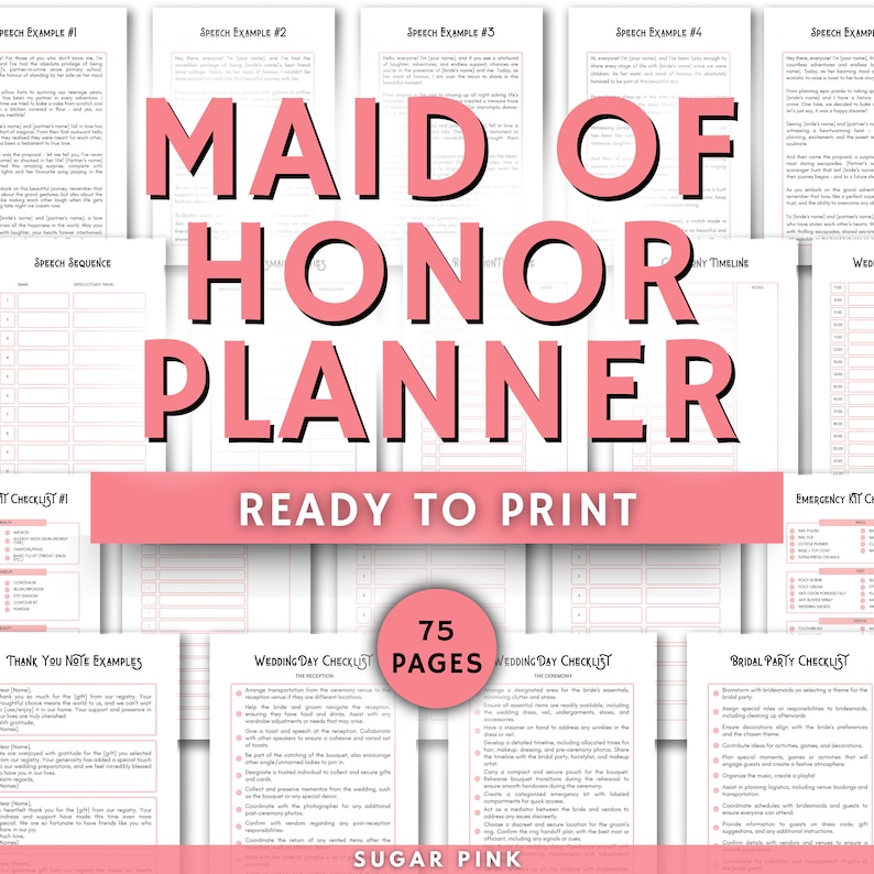 Maid of Honor Planner: Wedding Checklists & Duties (PDF) - Etsy
