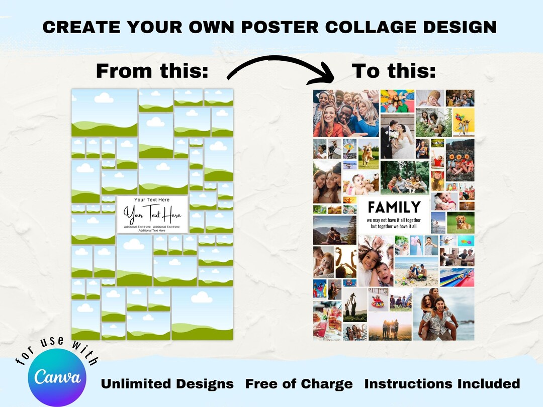 POSTER PHOTO COLLAGE 24x36 Canva Template of 52 - Etsy