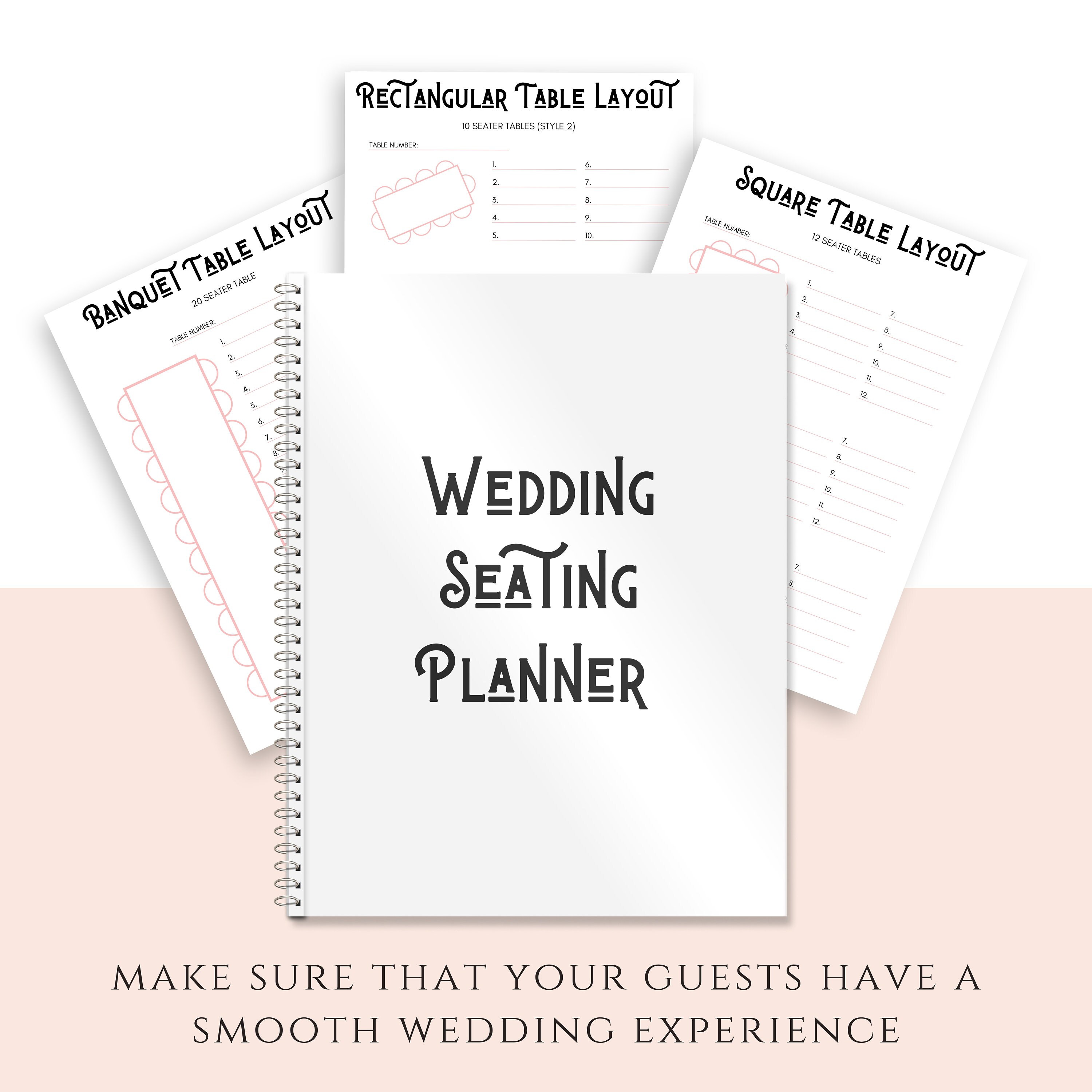Wedding Table Seating Chart Printable PDF, Wedding Seating Planner ...