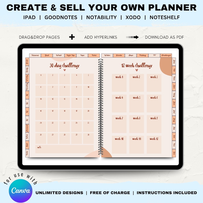 Planner Template: Hyperlinked Digital Planner CANVA Template for Ipad ...