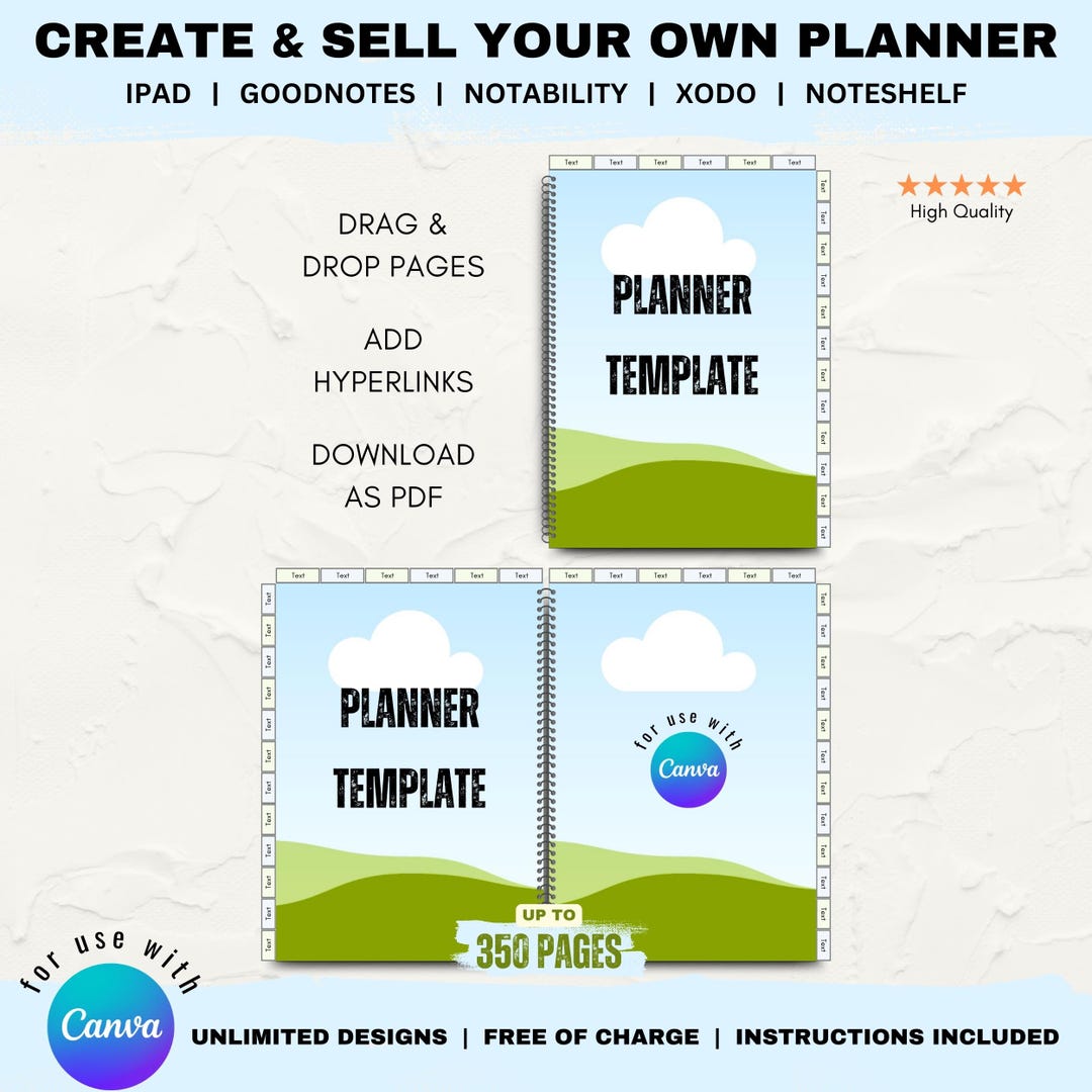 Planner Templates: Hyperlinked Digital Planner CANVA Templates for Ipad ...