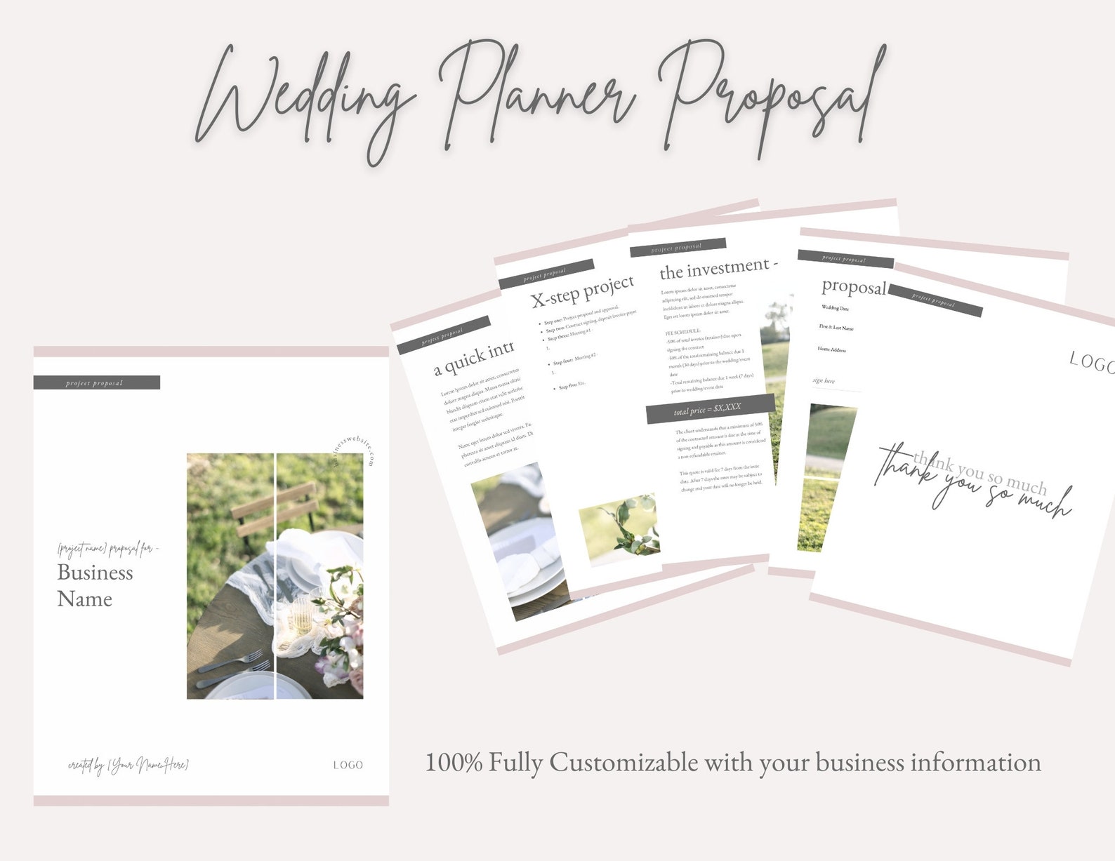 Wedding or Event Planner Proposal Template - Etsy