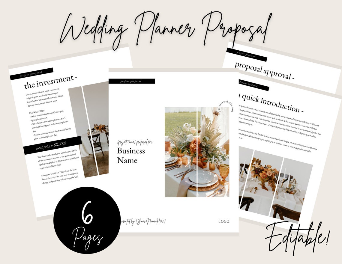 Wedding or Event Planner Proposal Template - Etsy