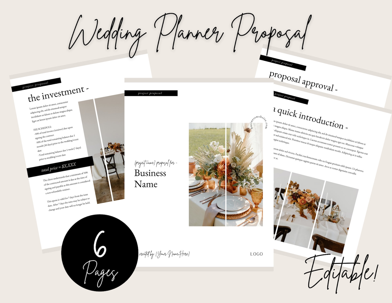 Wedding or Event Planner Proposal Template - Etsy