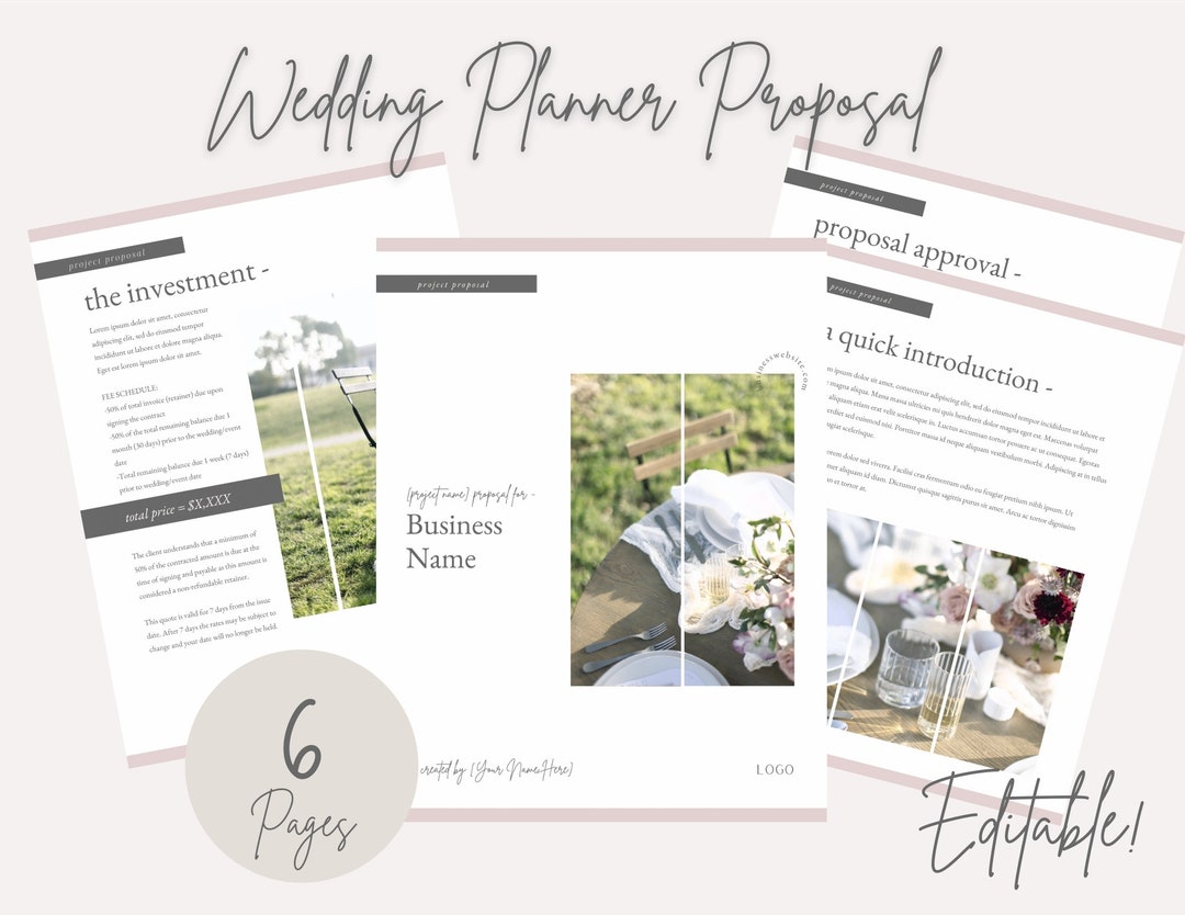 Wedding or Event Planner Proposal Template - Etsy