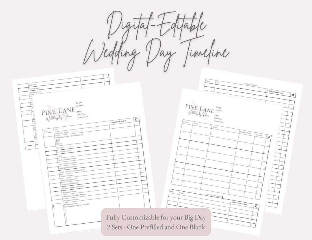 Timeline Full EDITABLE Wedding Day Timeline - Etsy