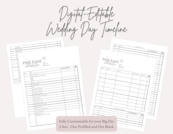 Timeline Full EDITABLE Wedding Day Timeline - Etsy