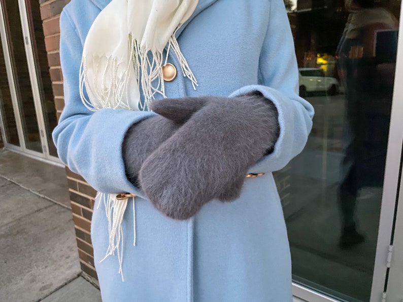 Women Winter Mittens Wool Mittens Fluffy Mittens Black - Etsy