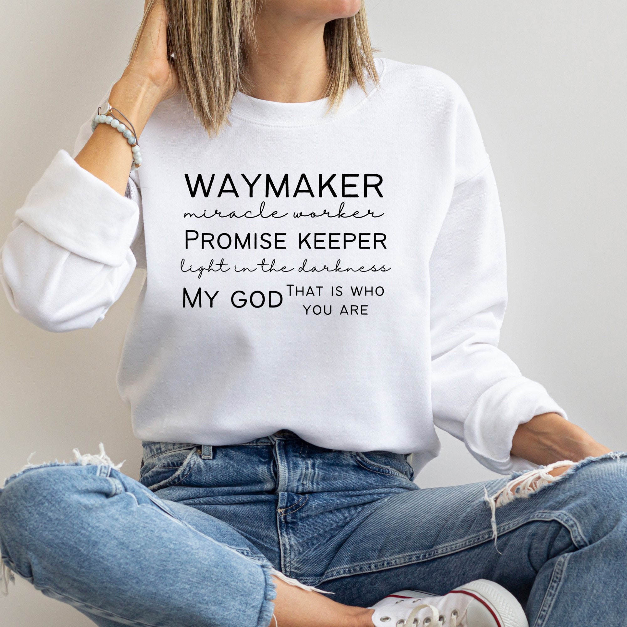 Christian Sweatshirt Waymaker Religious Shirts for Women Bible Verse ...