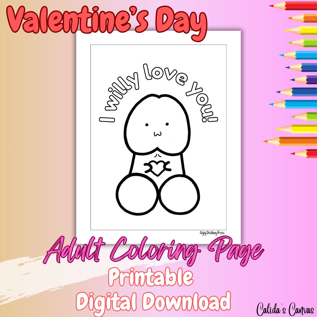 Penis Coloring Page For Valentines Day Willy Adult Coloring Printable Download Funny Coloring