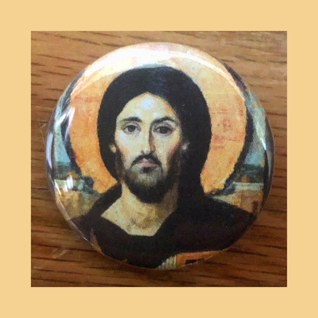 Jesus Christ 1.25" Pinback Button, Religious, Byzantine Icon, Catholic ...
