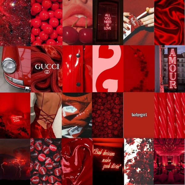Red Wall Collage Kit - Etsy