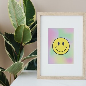Smiley Face Multi Coloured Print - Psychedelic Wall Art - Rainbow Art ...