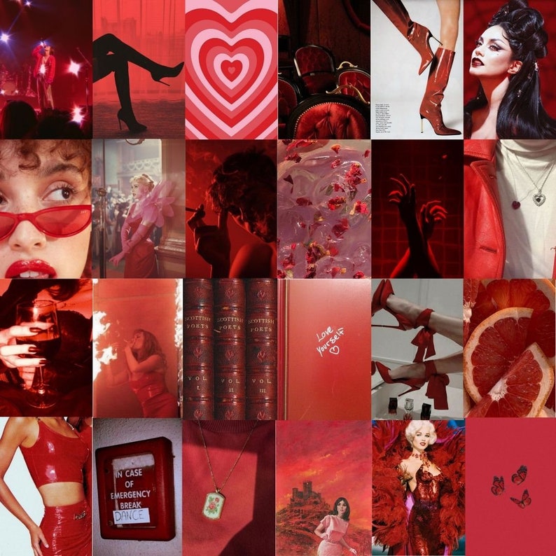Ultimate Red Aesthetic Collage Kit for Photo Wall - 100+ Hand Selected ...