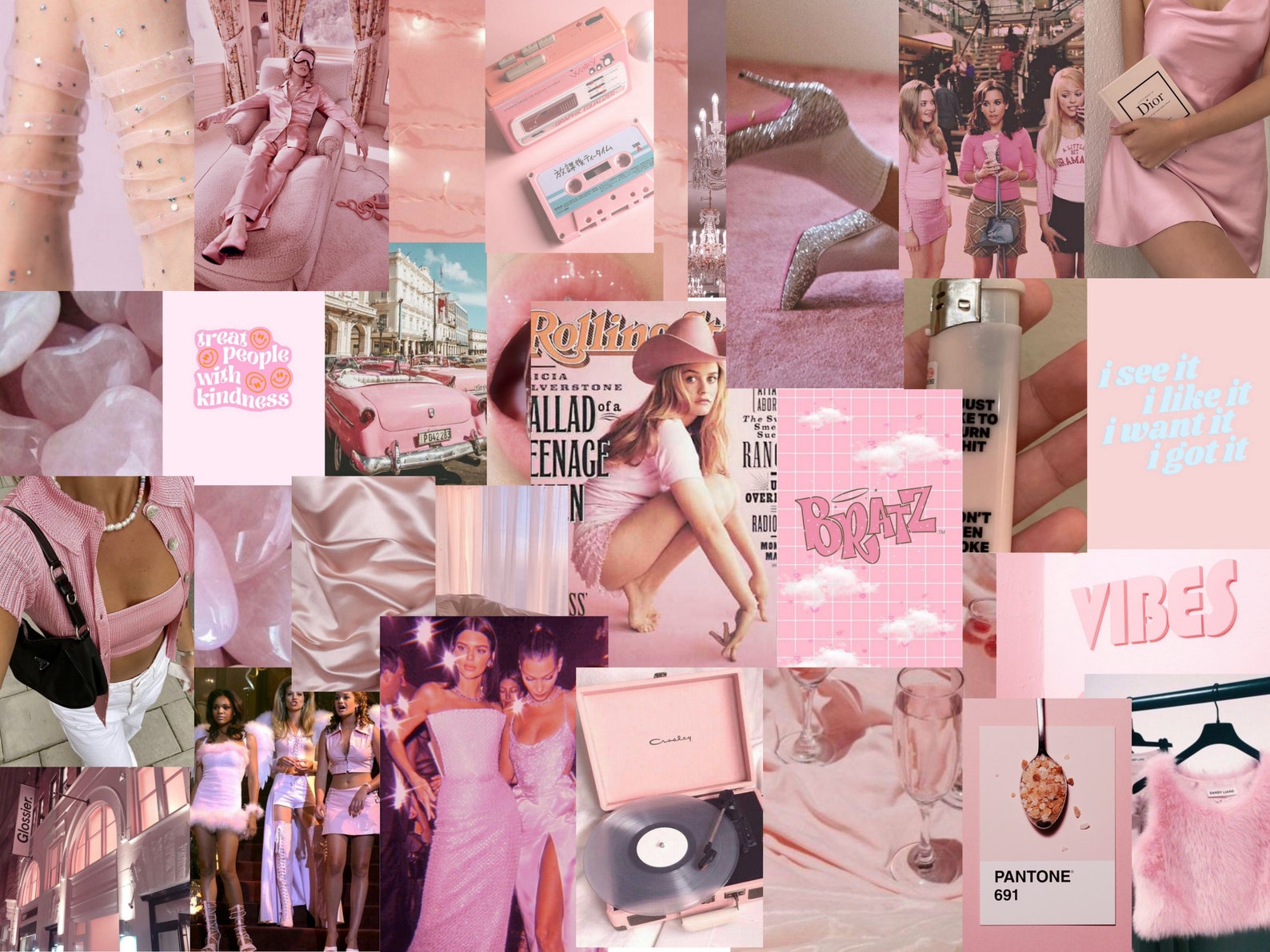 Ultimate Soft Pink Y2K Aesthetic Collage Kit - Y2K Early 2000s Light ...