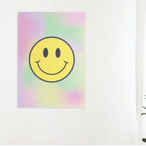 Smiley Face Multi Coloured Print - Psychedelic Wall Art - Rainbow Art ...