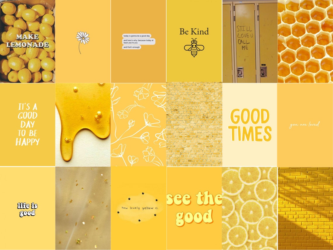 Yellow Collage Kit 120+ Pcs - Yellow Theme Bedroom - Sunshine Art ...