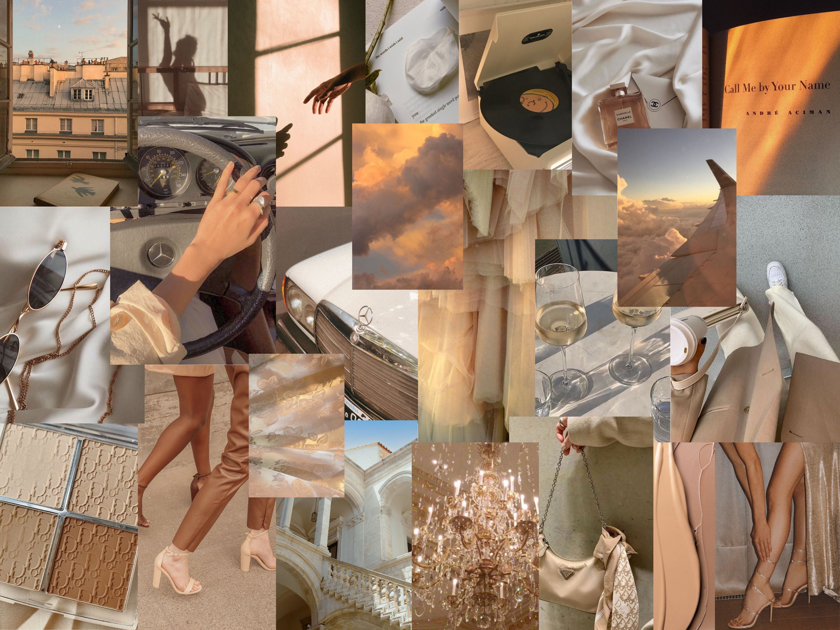 65+ Pcs Soft Beige Aesthetic Collage Kit - Classy Aesthetic Decor ...
