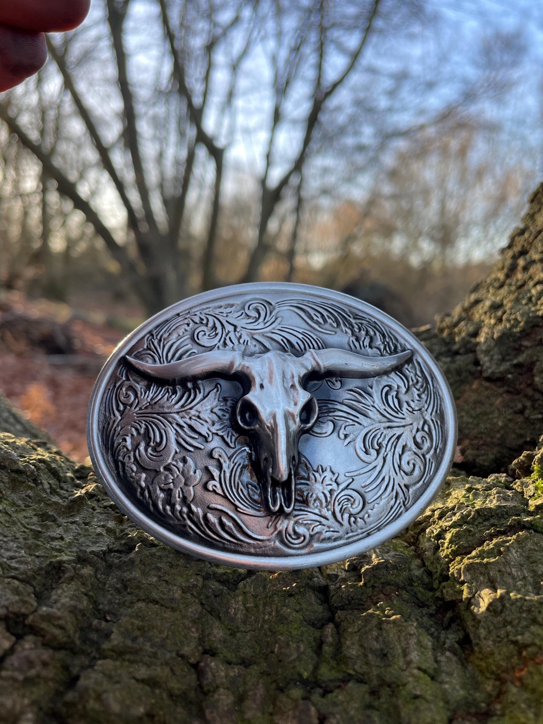 Cowboy Belt Buckle, Western Belt Style. BULL BUCKLE SOLID Metal - Etsy