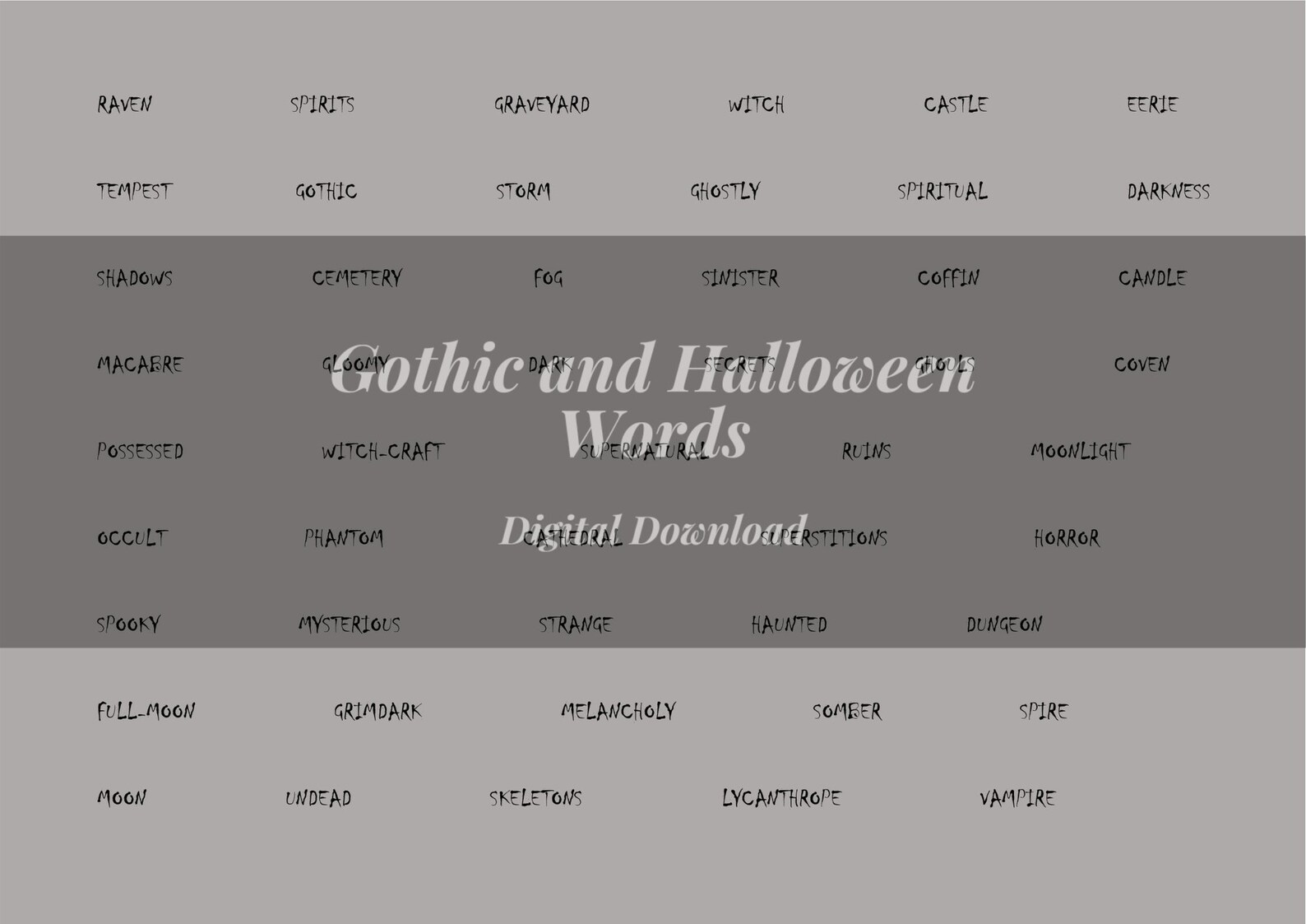 Gothic and Halloween Words - Digital Download - Etsy