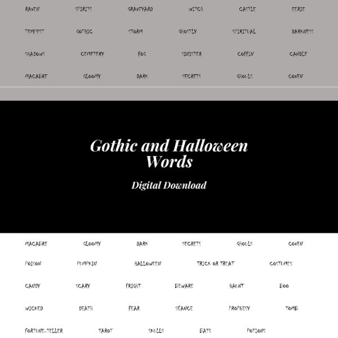 Gothic and Halloween Words - Digital Download - Etsy