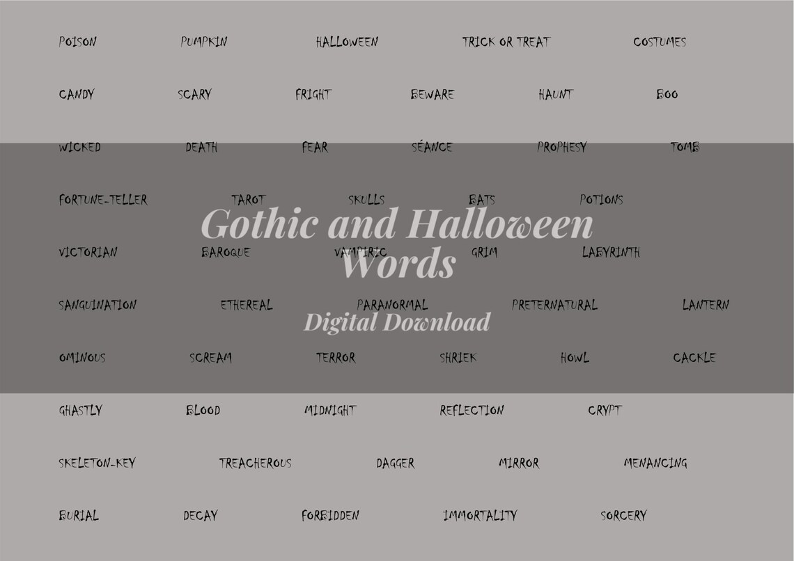 Gothic and Halloween Words - Digital Download - Etsy