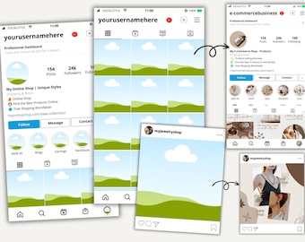 Instagram Profile Mock-up Editable Canva Templates for Feed, Reels ...