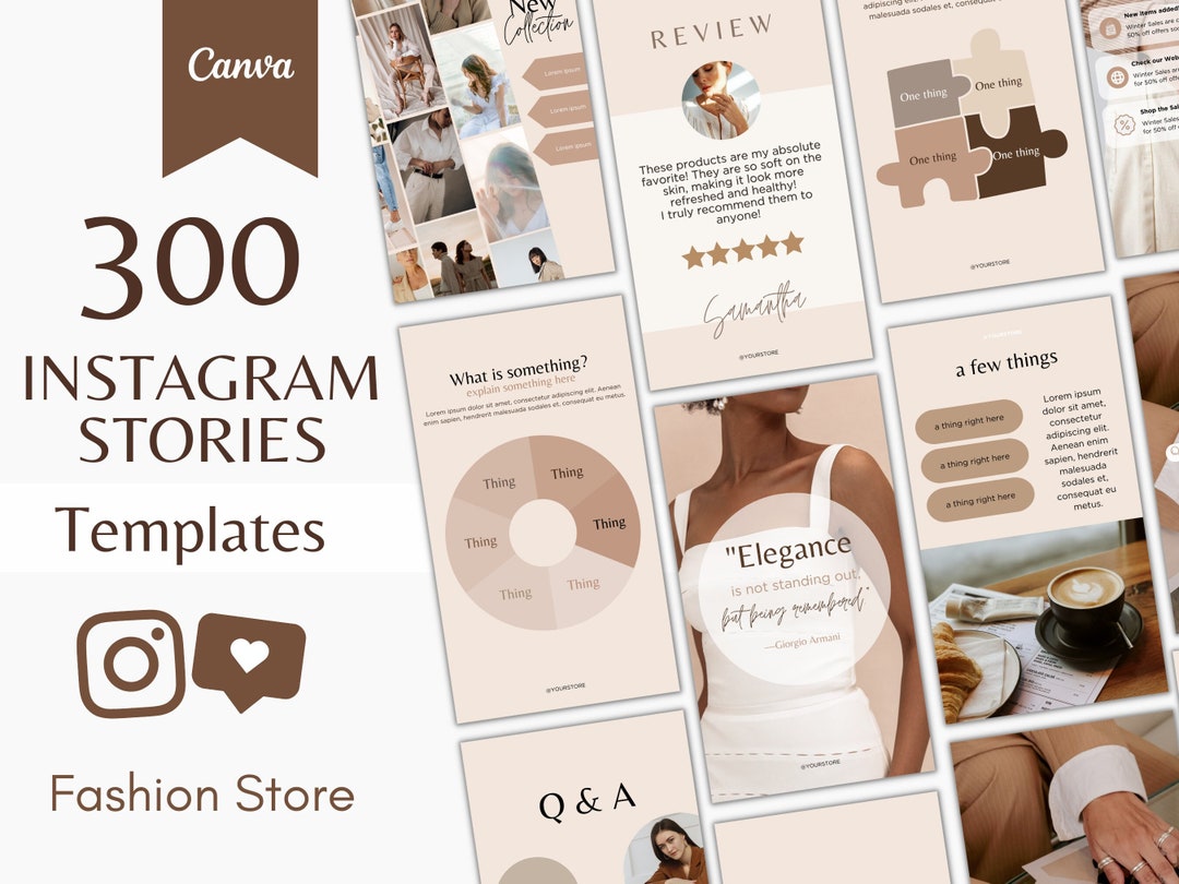 300 Neutral Fashion Instagram Story Templates: Minimalist Canva ...