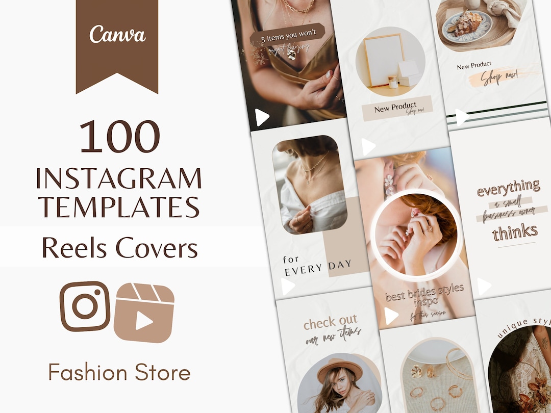 100 Instagram Reels Covers Templates for Business Fashion Shop -neutral ...