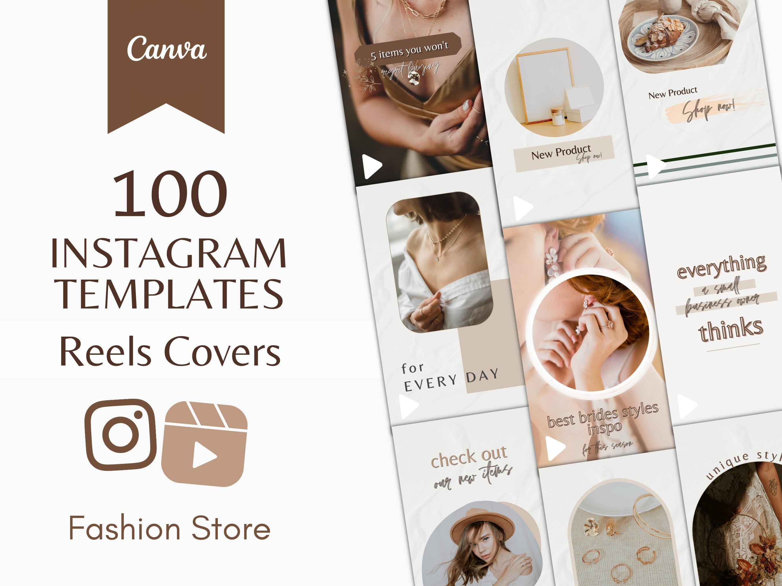 100 Instagram Reels Covers Templates for Business Fashion Shop - Etsy