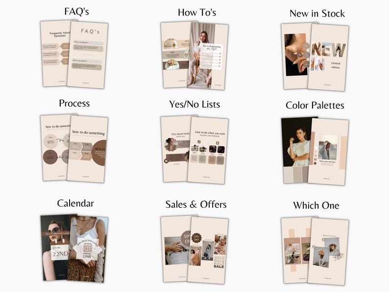 300 Neutral Fashion Instagram Story Templates: Minimalist Canva ...