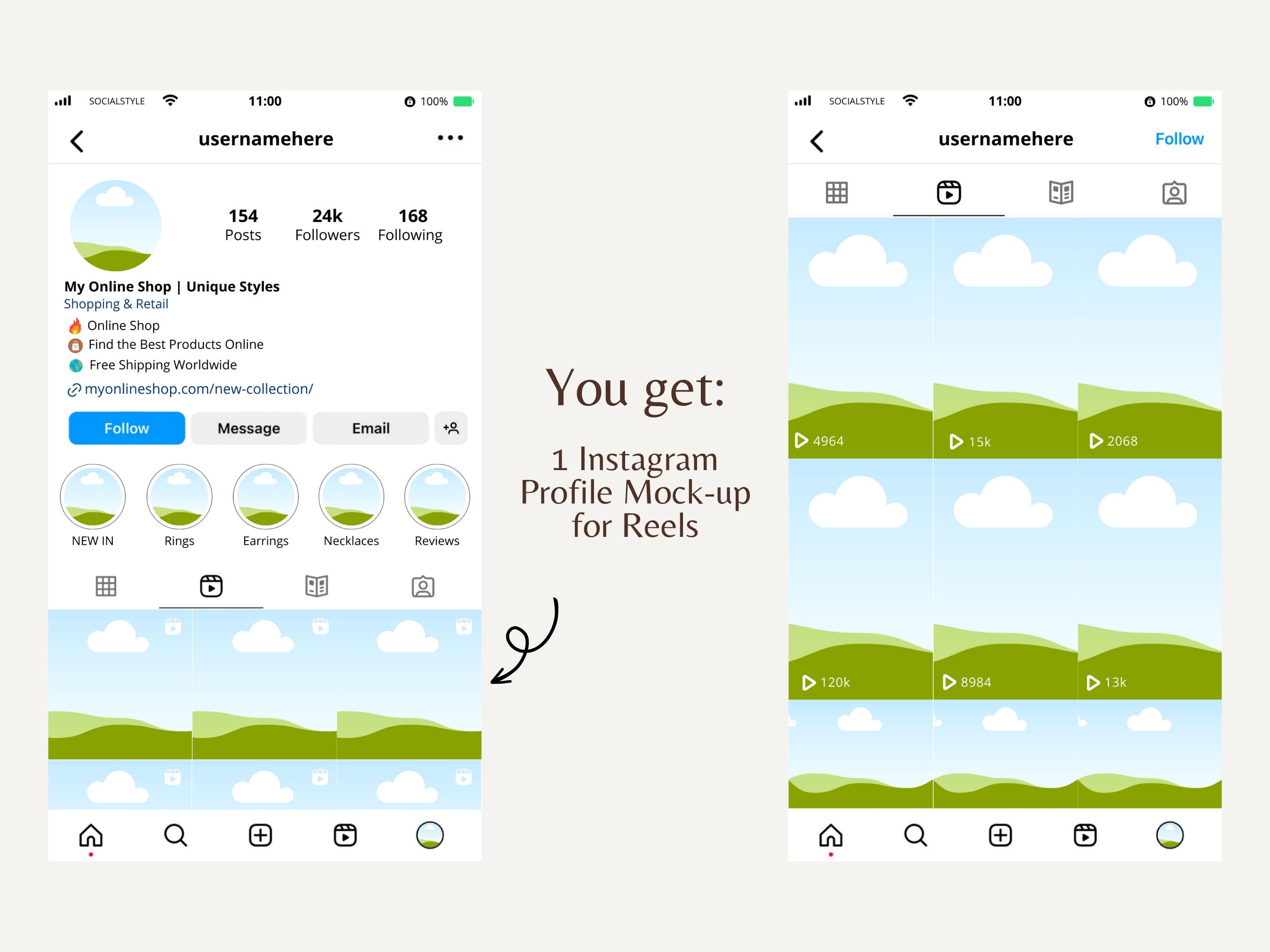 15 Instagram Profile Mock-up Editable Canva Templates for Feed, Reels ...