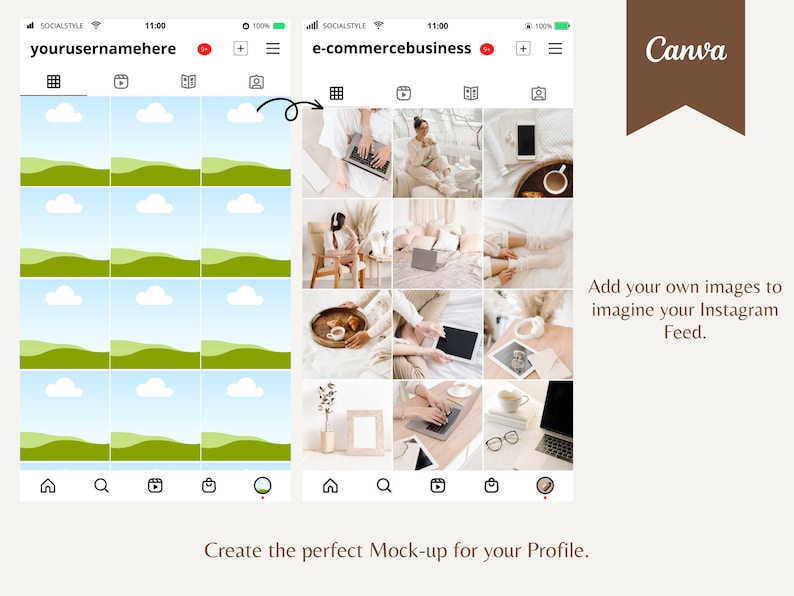Instagram Profile Mock-up Editable Canva Templates for Feed - Etsy