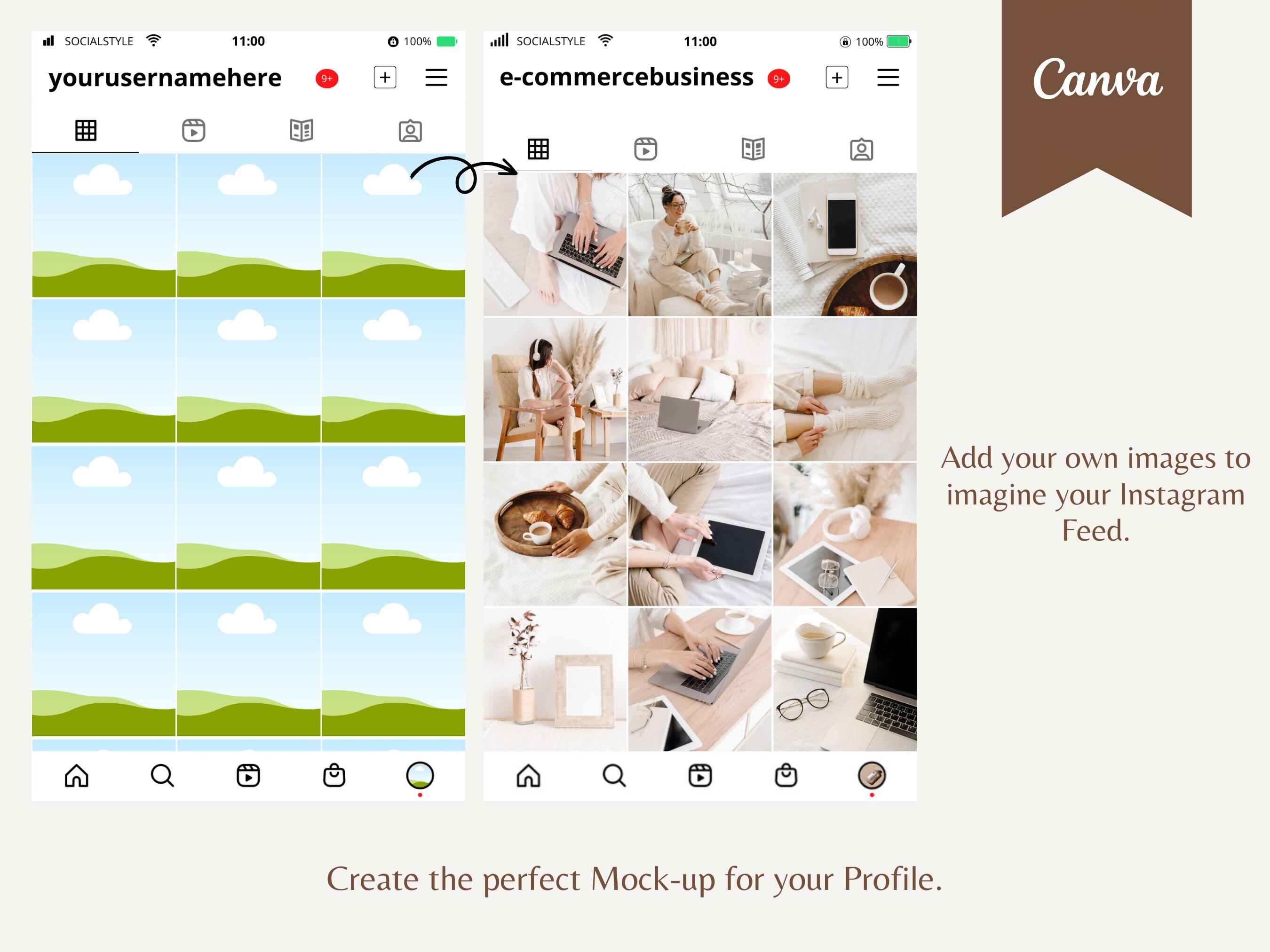 15 Instagram Profile Mock-up Editable Canva Templates for Feed, Reels ...