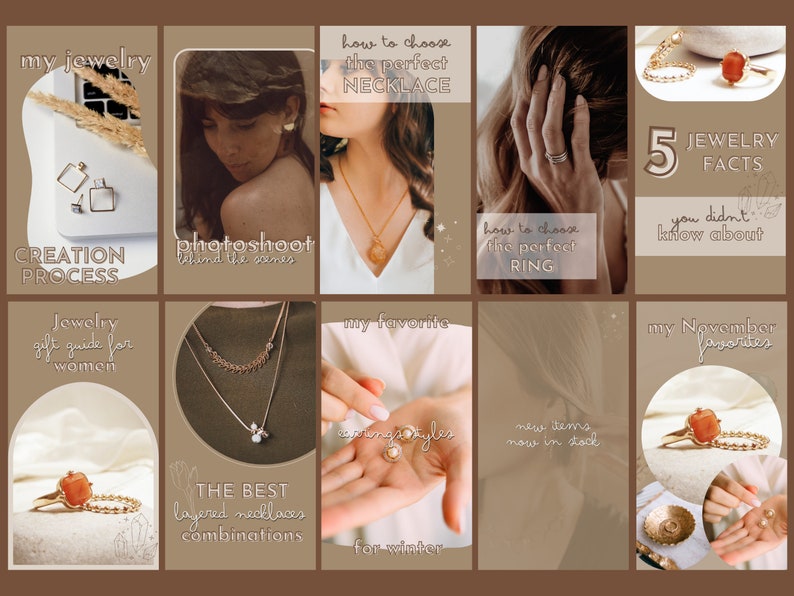 Jewelry Business Instagram Reels Covers: Minimalist Canva Templates ...