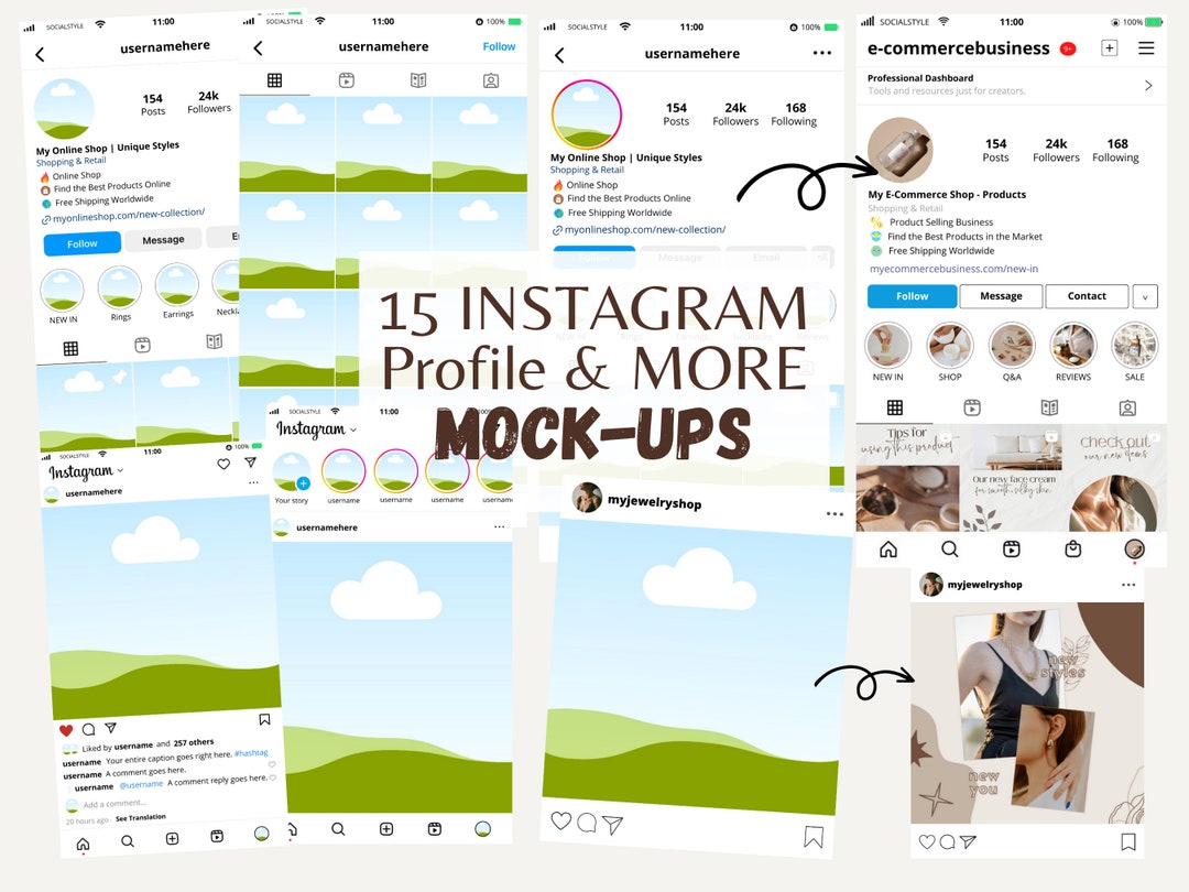 15 Instagram Profile Mock-up Editable Canva Templates for Feed, Reels ...