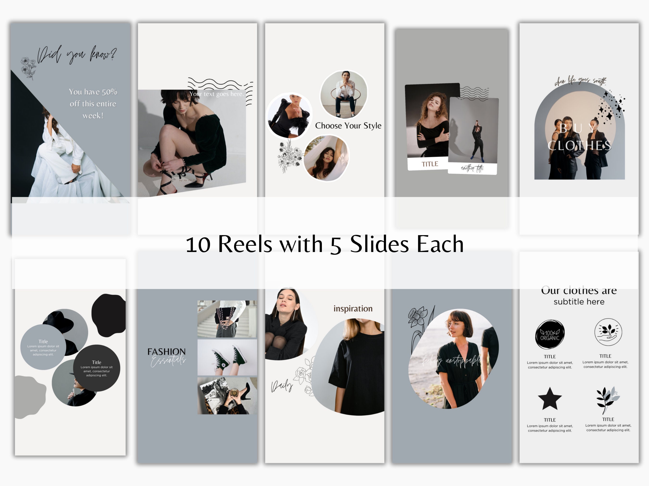50 Black & White Fashion Instagram Reels Templates: Animated Canva ...