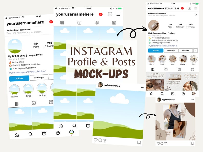 Instagram Profile Mock-up Editable Canva Templates for Feed - Etsy