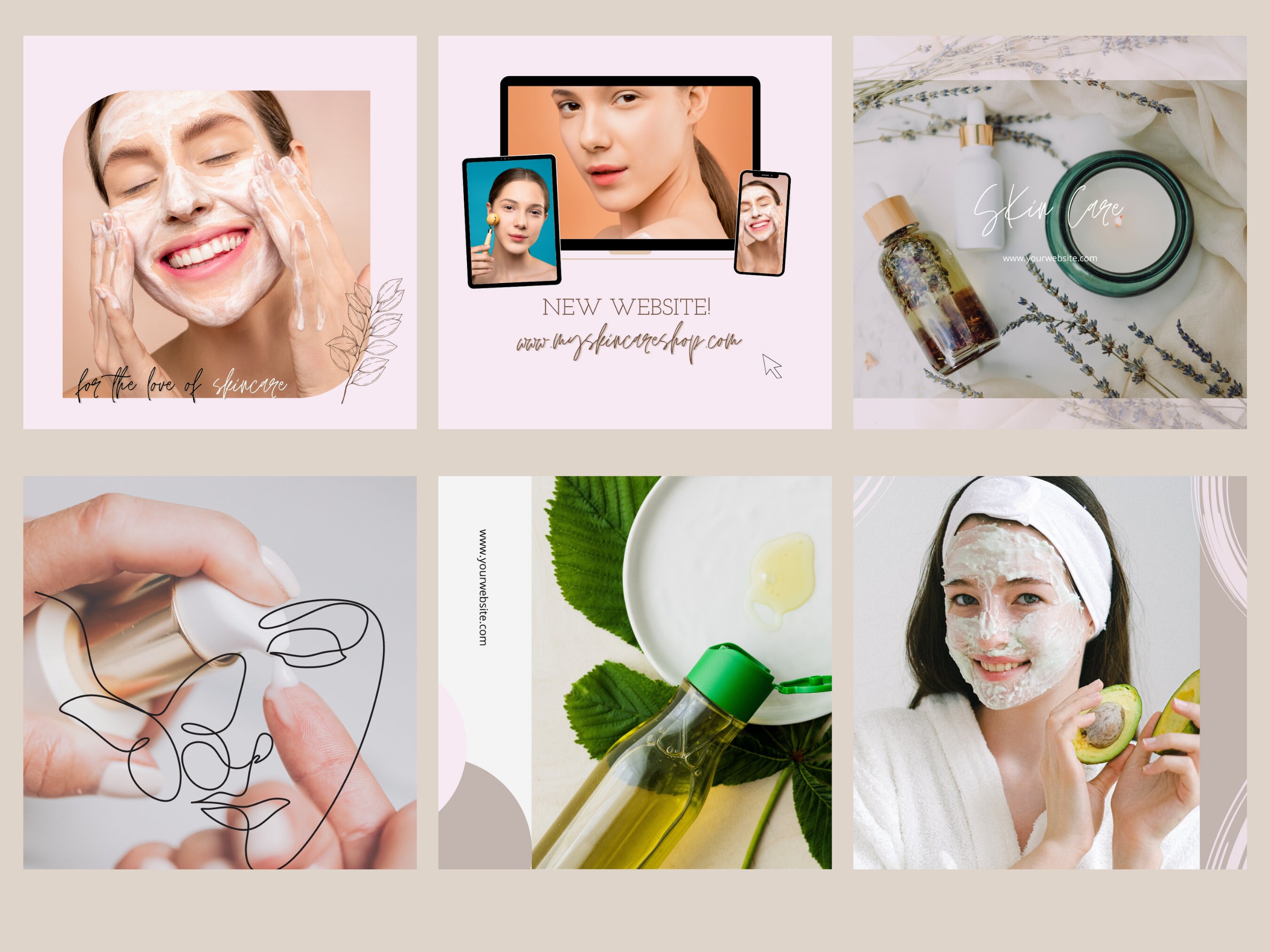 100 Skincare Instagram Posts Templates, Instagram Posts for Esthetician ...