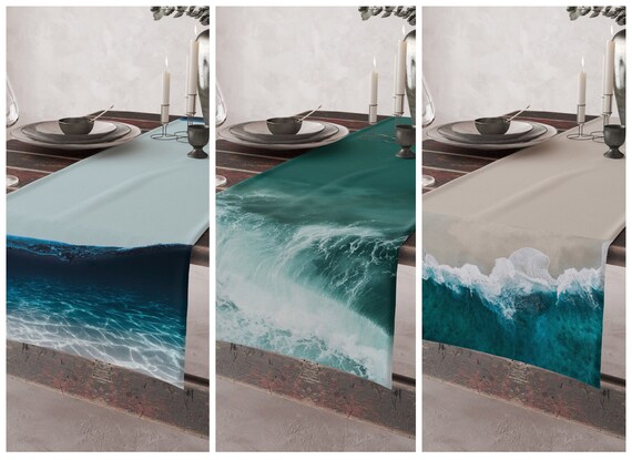 Ocean Print Table Runner Set x3 Pieces Beach Design Table | Etsy