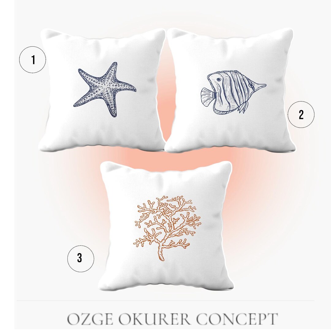 Ozge Okurer 3D Decorative Marine Pattern 18x18 Throw Pillow Cover Sofa ...