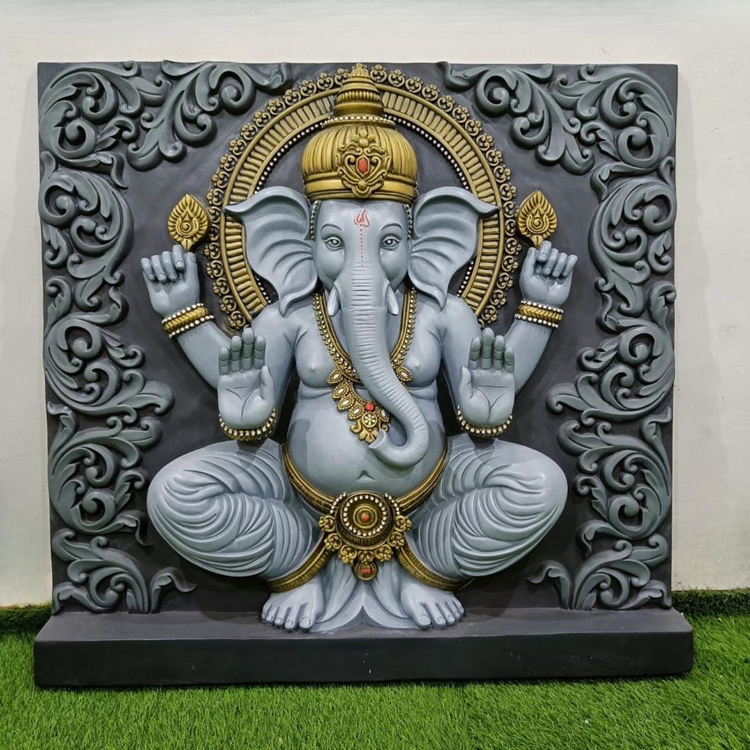 Ganesha 3D Wall Mural | Handmade Hindu Devotional Decor | Artistic ...