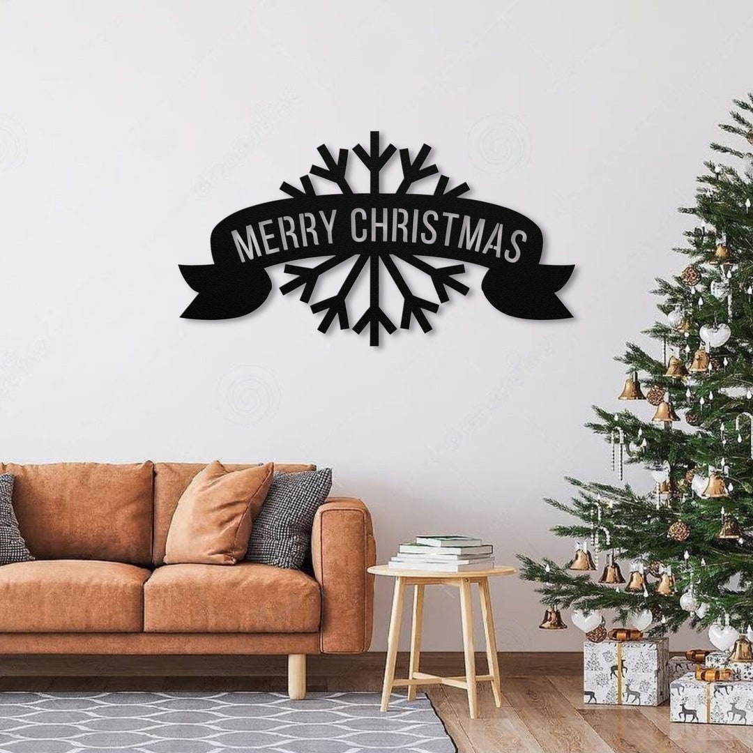 Merry Christmas Snowflake Metal Wall Decor Metal Wall Art Christmas ...