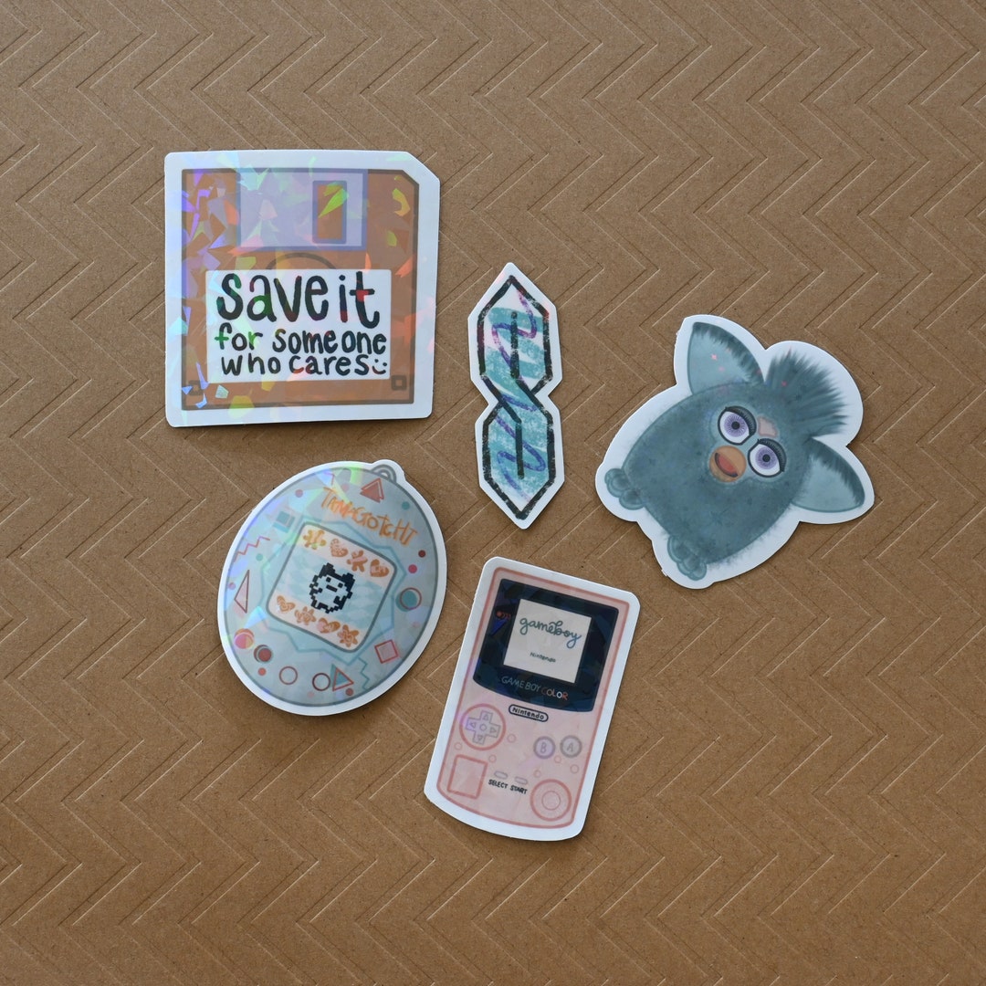 90s Nostalgia Sticker Pack 5 Retro Holographic Vinyl Decals - Etsy