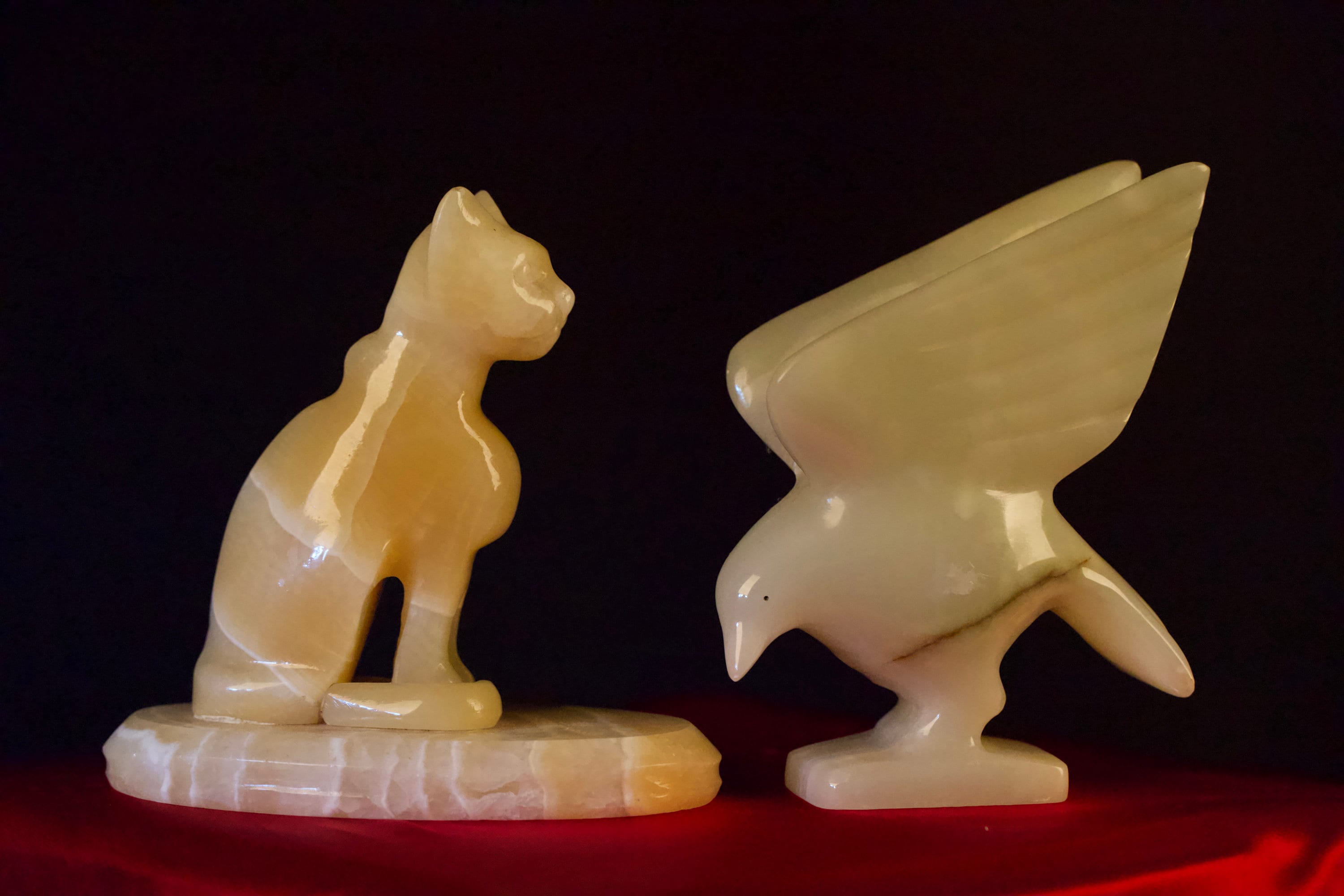 Onyx Bird and Cat Sculpture - Etsy